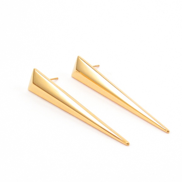 MonaBella | Jewelry | Gold 2 Triangle Vertical Spike Statement Earrings ...